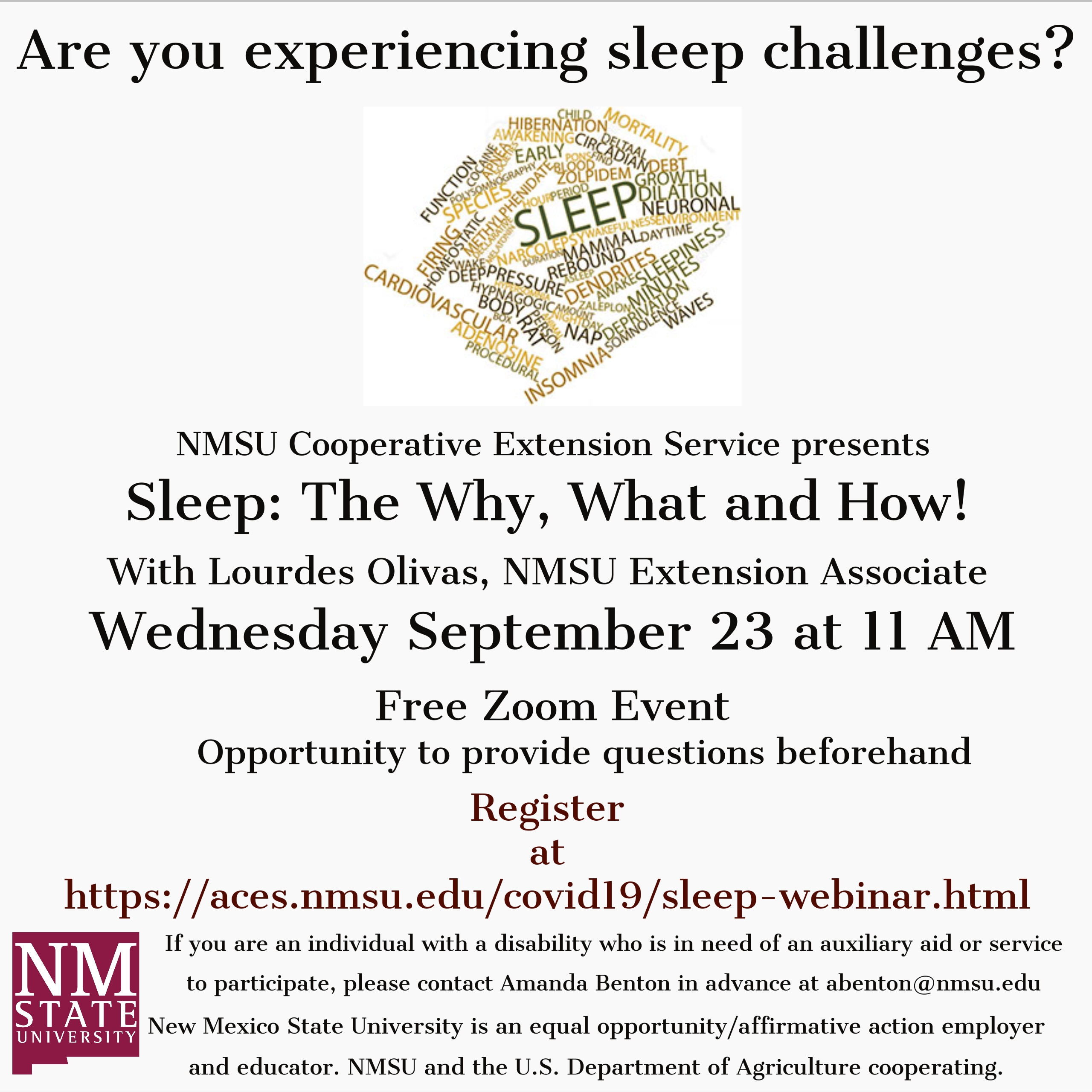 Sleep Webinar Flyer Los Alamos Reporter