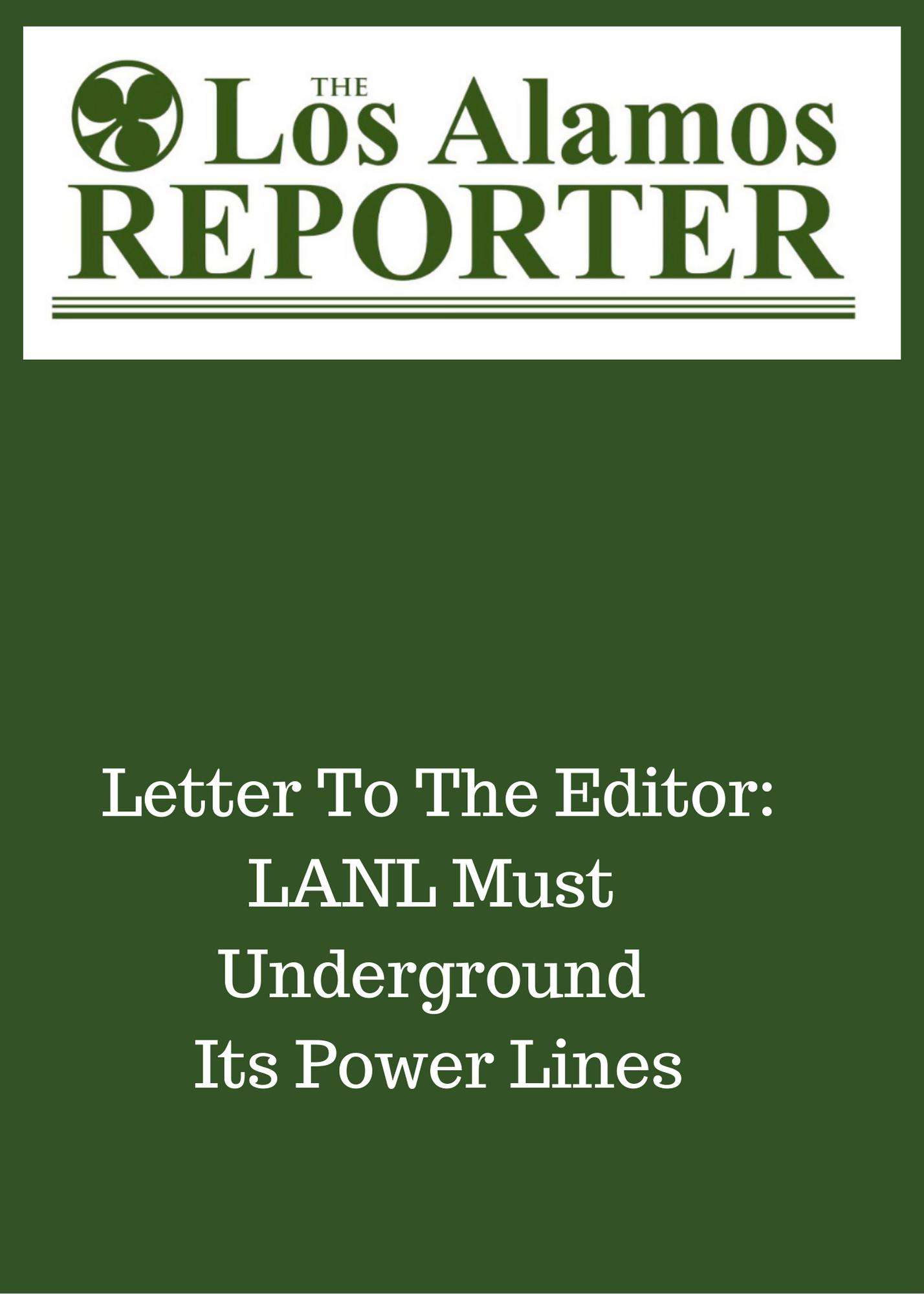 LANL Must Underground Its Power Lines – Los Alamos Reporter