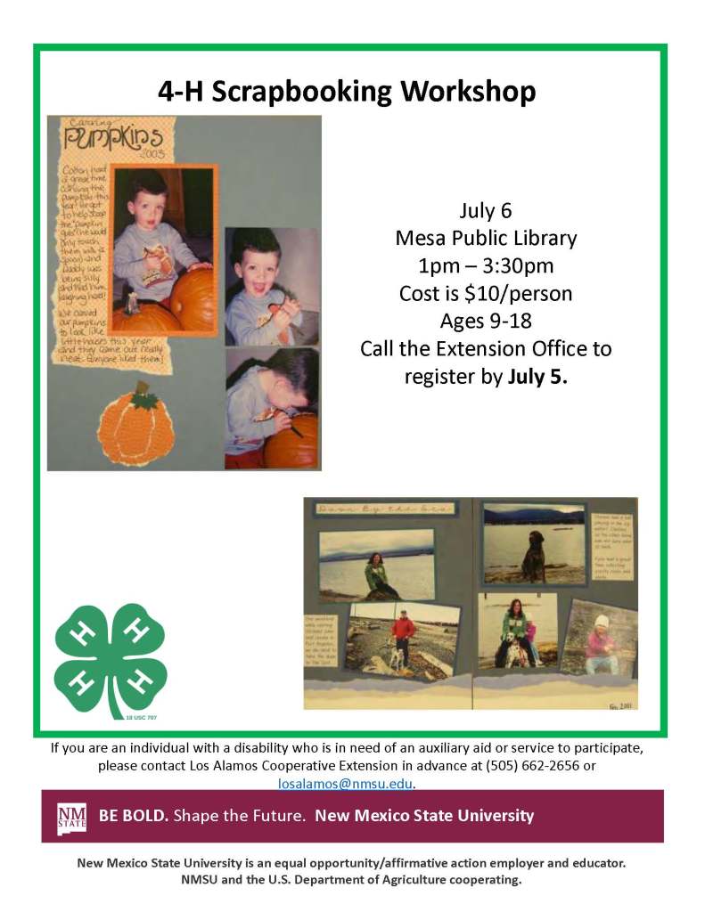 4-H Scrapbooking Workshop Set For July 6 For Ages 9-18 – Los Alamos Reporter