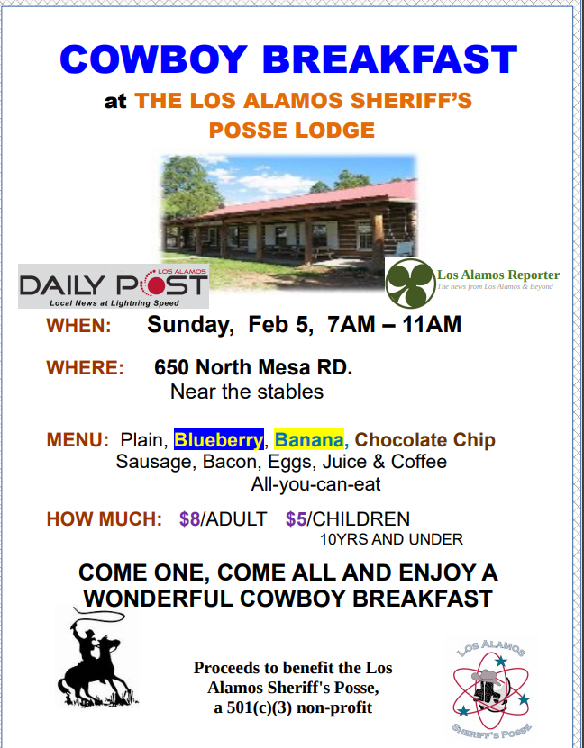 Cowboy Breakfast Today, Sunday – Los Alamos Reporter