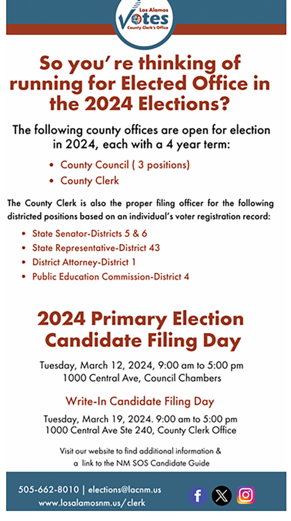 2024 Primary Election Candidate Filing Day Is Today – Los Alamos Reporter