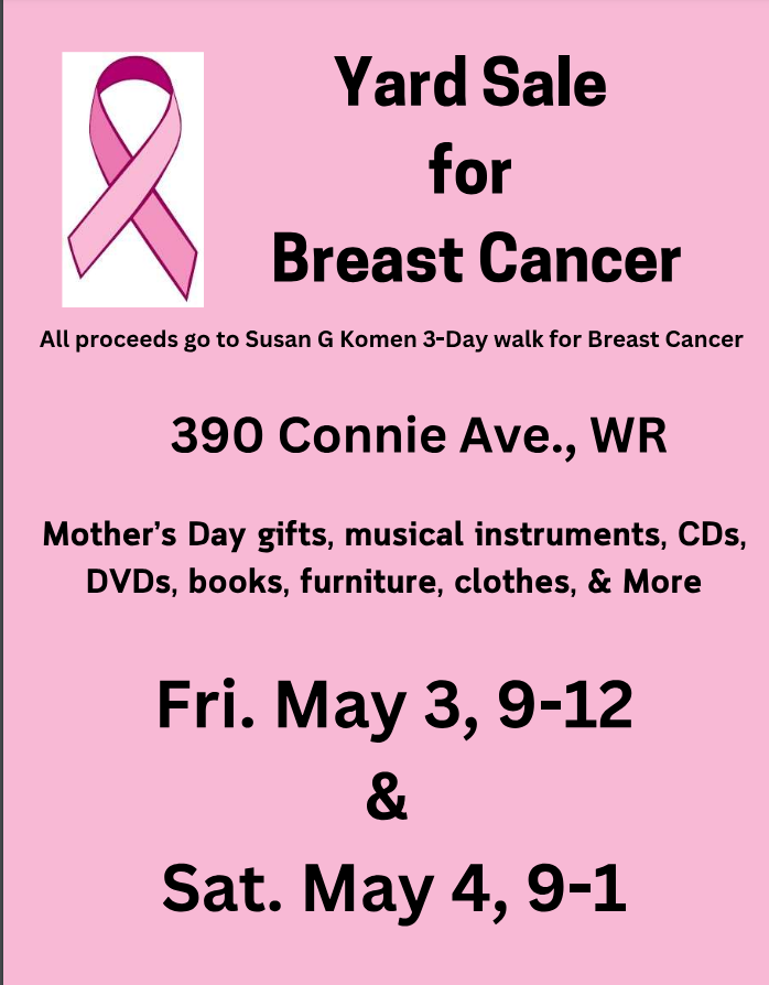 Second Annual Yard Sale For Breast Cancer Is May 3-4: Drop Off Saleable ...
