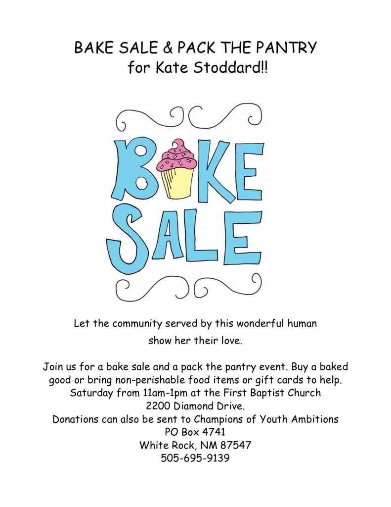 Bake Sale & Pack The Pantry For Kate Stoddard Set For 11 a.m. To 1 p.m ...